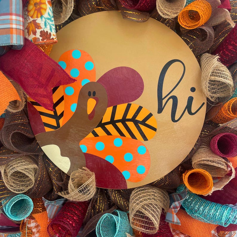 Fall Thanksgiving Turkey Wreath for Front Door Autumn Theme Home Decor ...