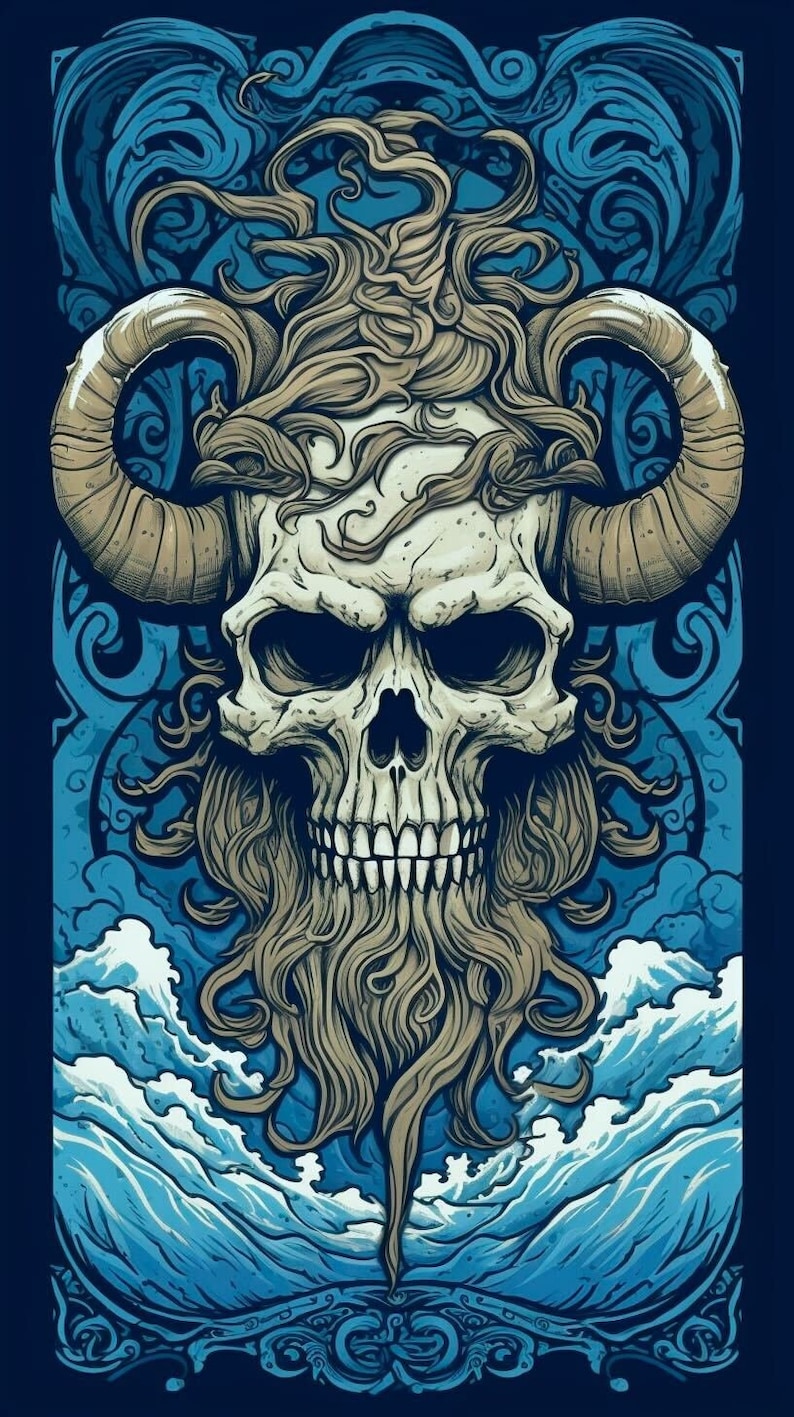 Viking/pirate Skull Ocean Themed Cell Phone Wallpaper // 300DPI - Etsy