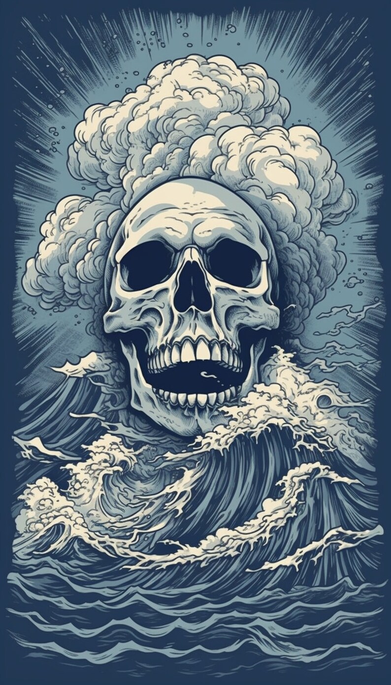 Viking/pirate Skull Ocean Themed Cell Phone Wallpaper // 300DPI - Etsy