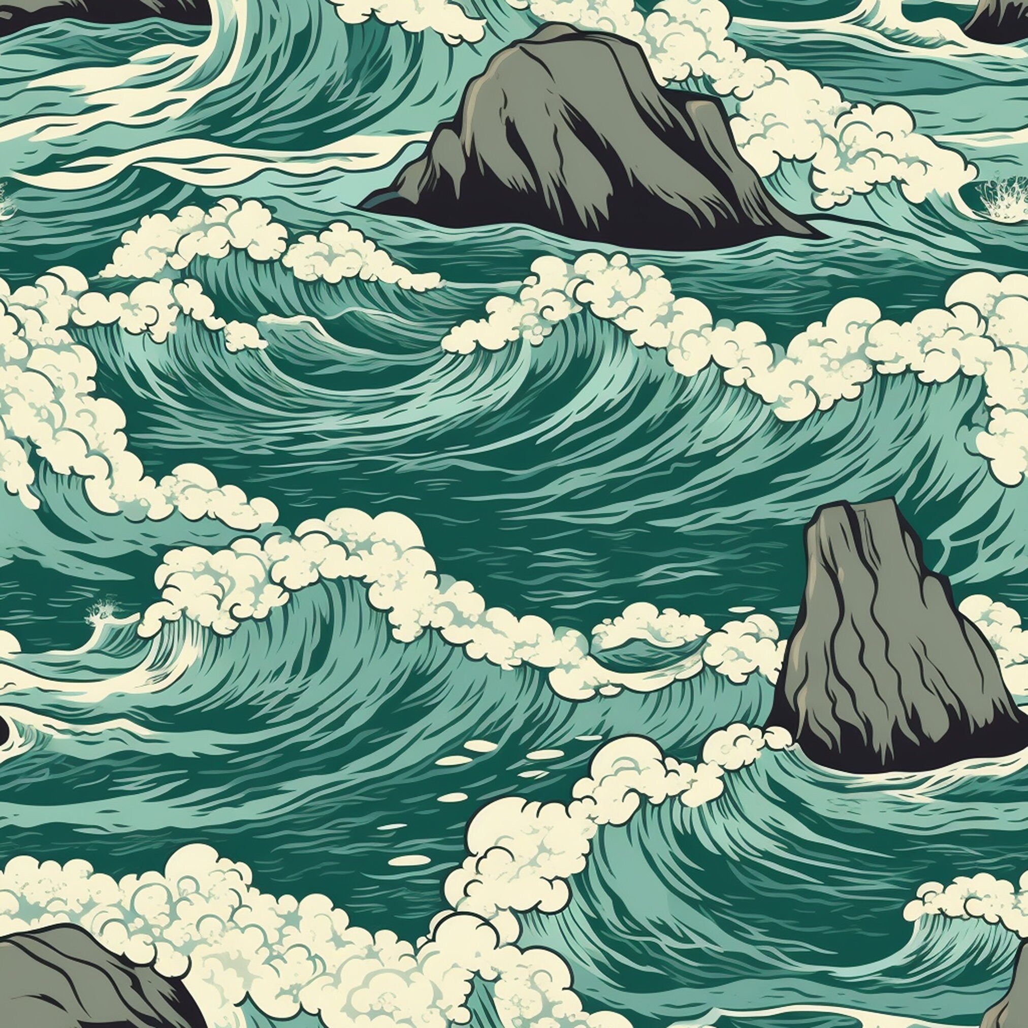 DIGITAL PAPER Crashing Waves Series 1 | Seamless Designs | Five Wave ...