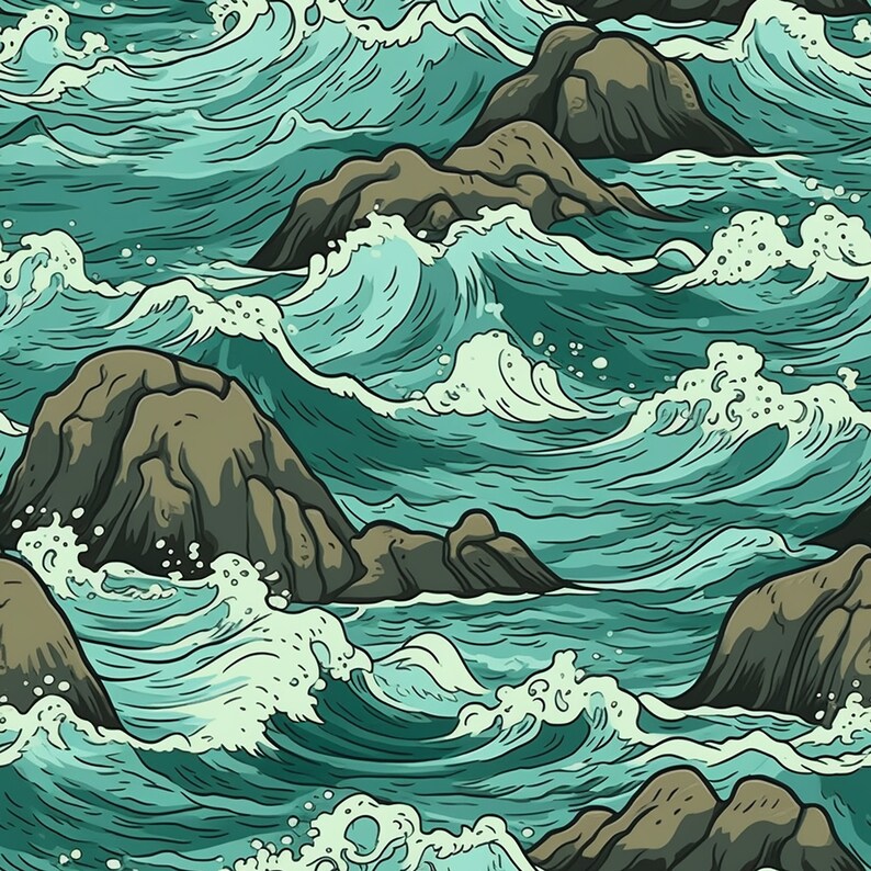 DIGITAL PAPER Crashing Waves Series 1 | Seamless Designs | Five Wave ...