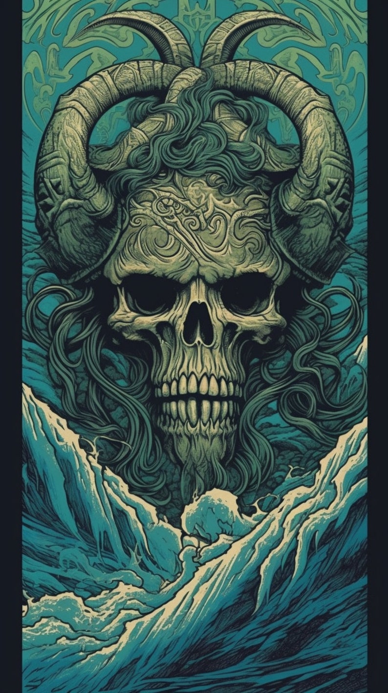 Viking/pirate Skull Ocean Themed Cell Phone Wallpaper // 300DPI - Etsy