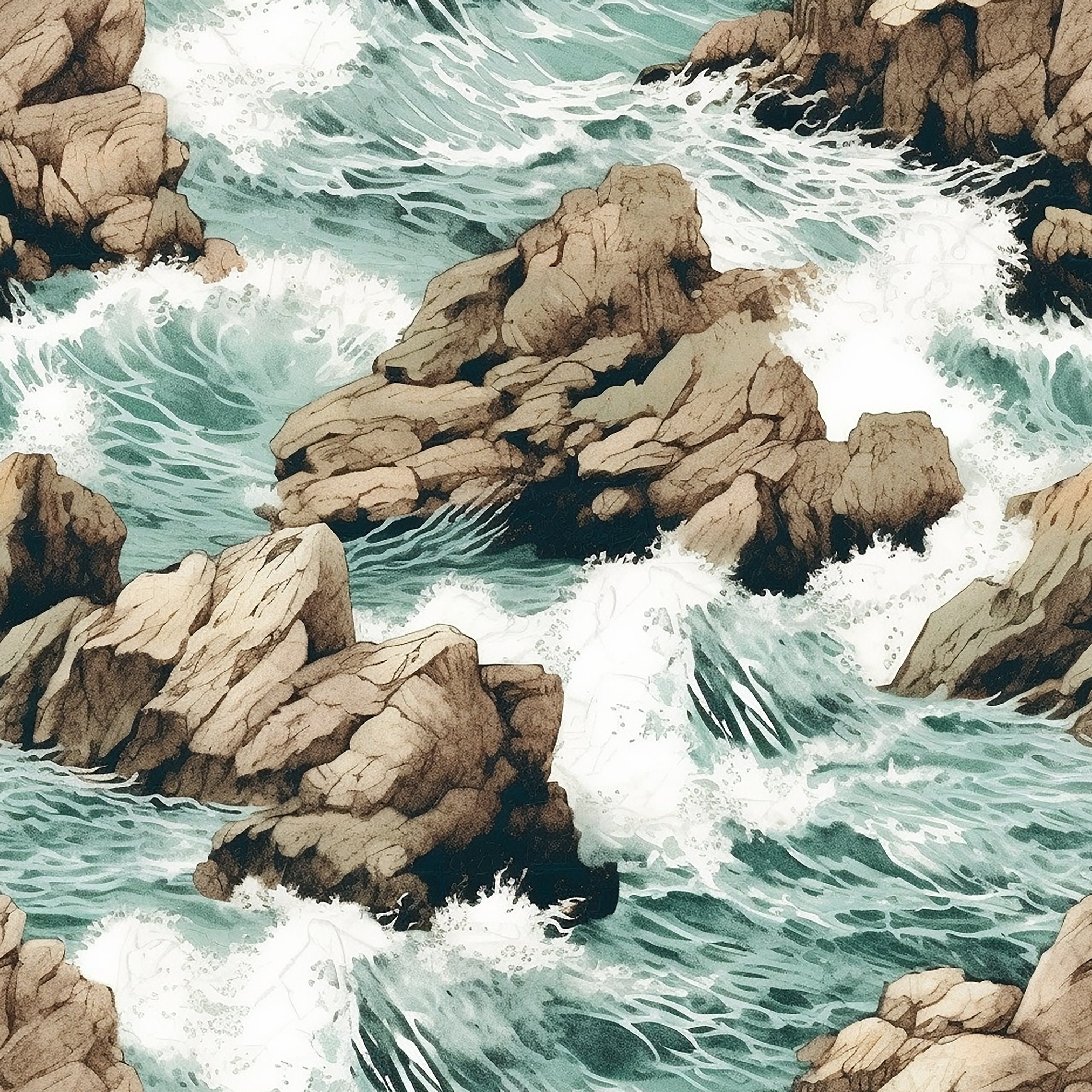 DIGITAL PAPER Crashing Waves Series 1 | Seamless Designs | Five Wave ...