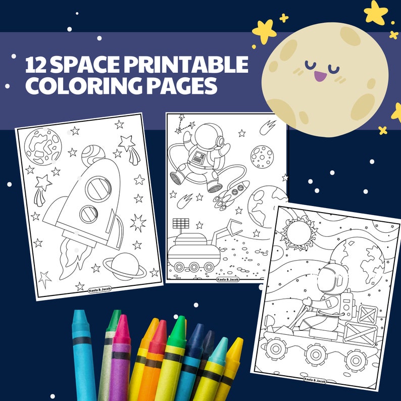 Space Coloring Pages - Etsy