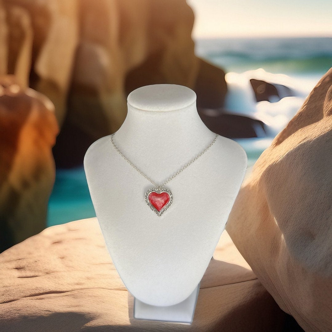 Simple Heart Pewter and Resin Necklace on a Silver Chain - Etsy
