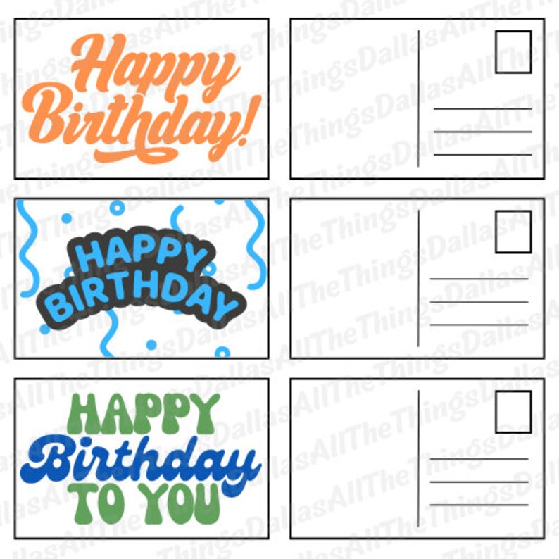 Printable Birthday Postcards | Printable Birthday Cards - Etsy