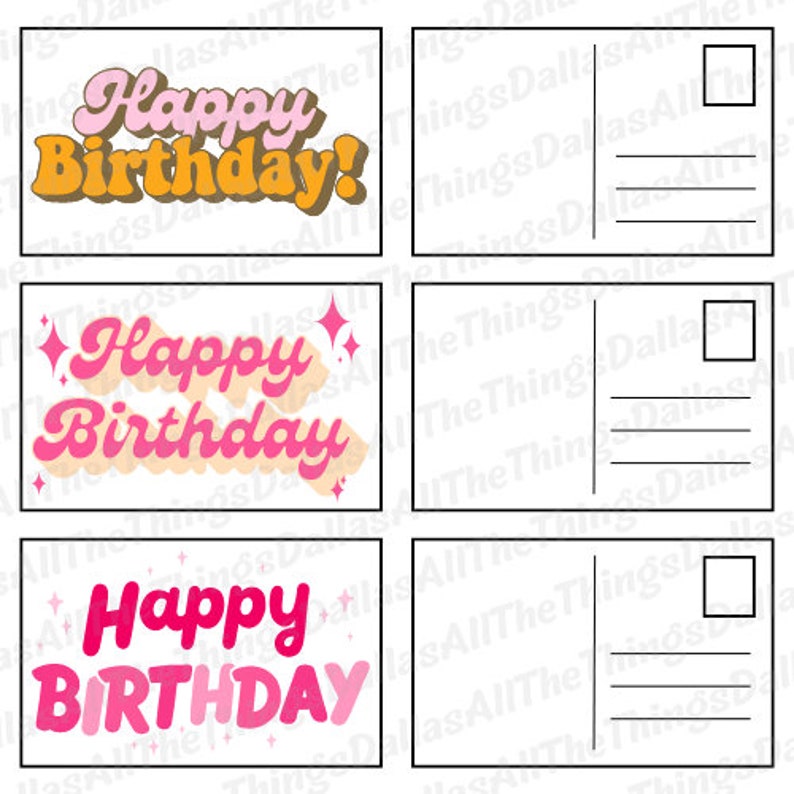 Printable Birthday Postcards | Printable Birthday Cards - Etsy