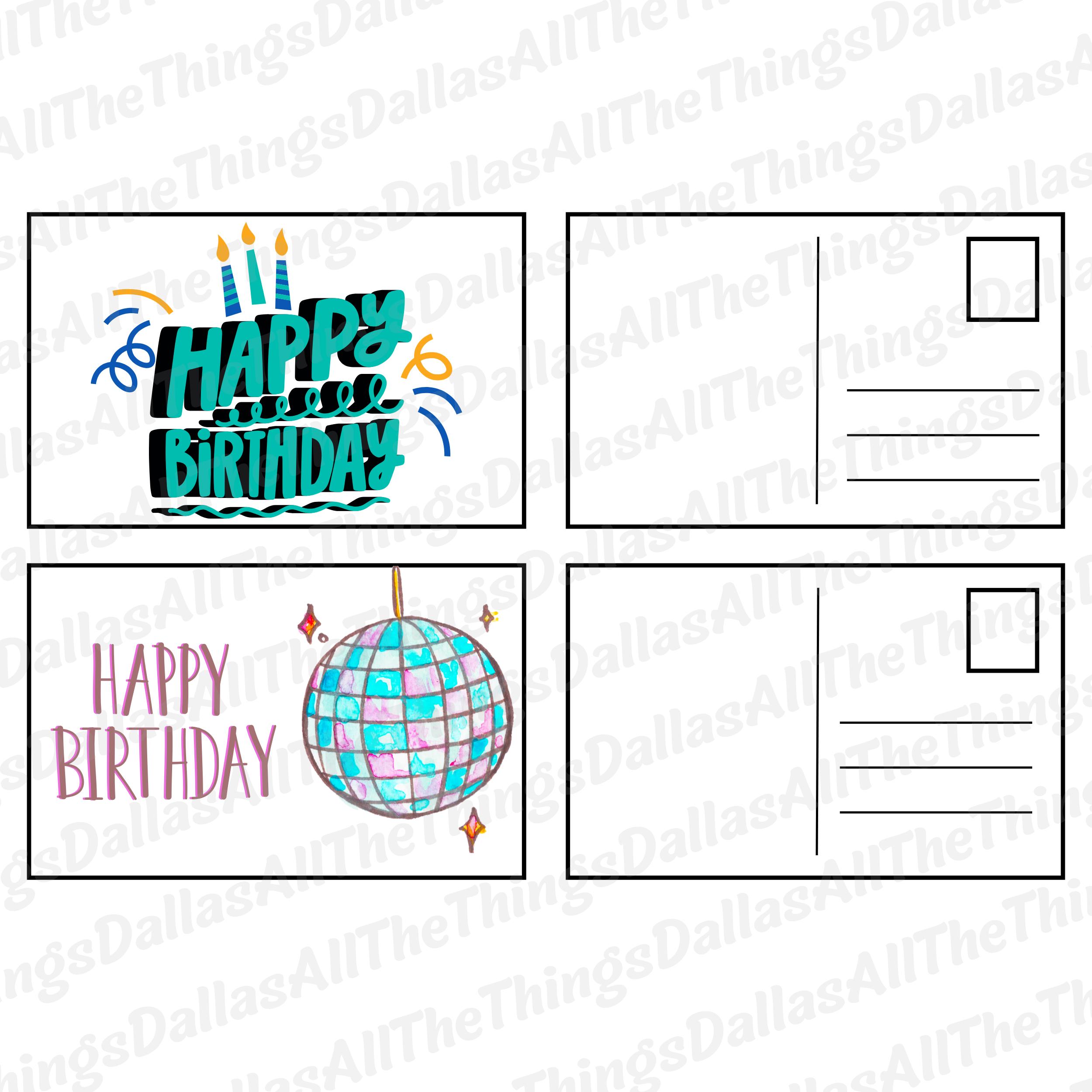 Printable Birthday Postcards | Fun Designs (digital Download) - Etsy