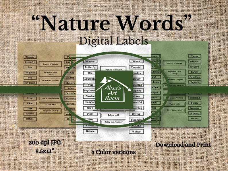 Nature Words Digital Labels - Etsy