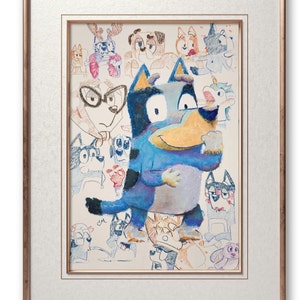 Bluey Unframed Print 12x18" | Cheeky Bluey & Favorite Scenes | Winston ...