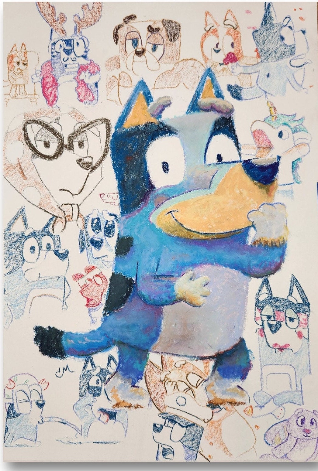 Bluey Unframed Print 12x18 Cheeky Bluey & Favorite Scenes Winston ...