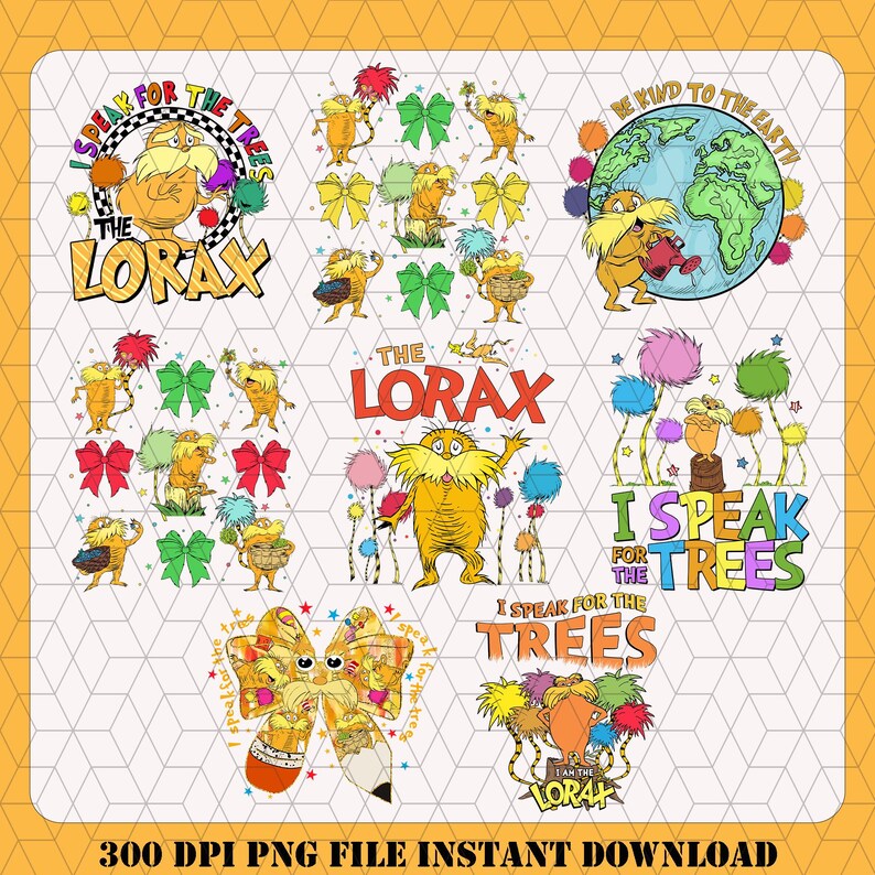 10+ the Lorax Png Bundle, the Lorax Dr Seuss Day Coquette Bow PNG, Cat ...