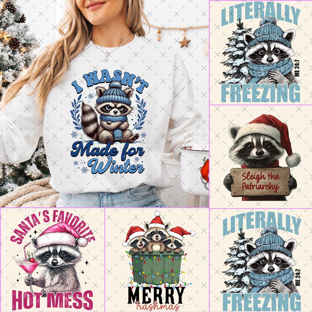 Raccoon Png Bundle. Santa's Favorite Hot Mess Raccoon Christmas Png ...