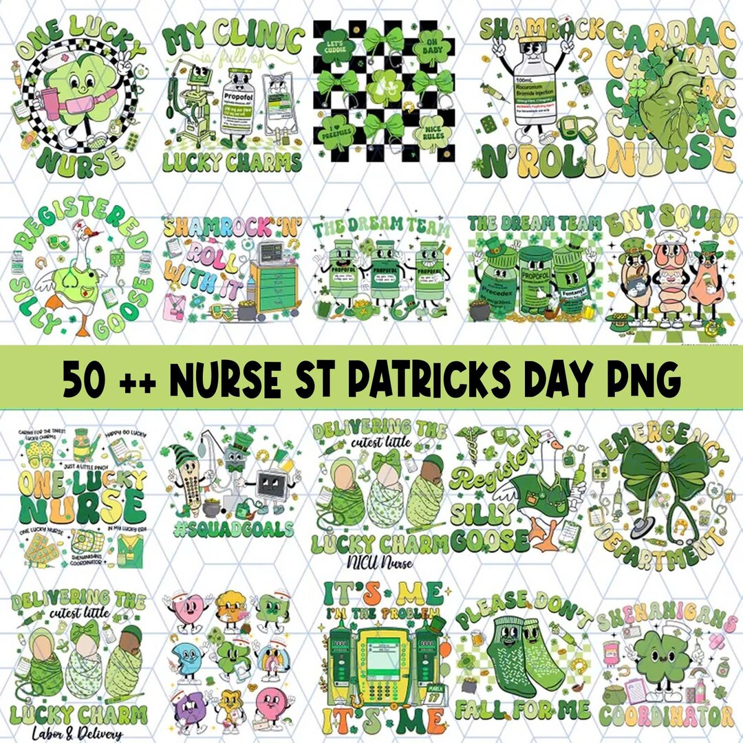 50+ St. Patricks Day Nurse Png Bundle, St.patricks Day Nurse Coquette ...