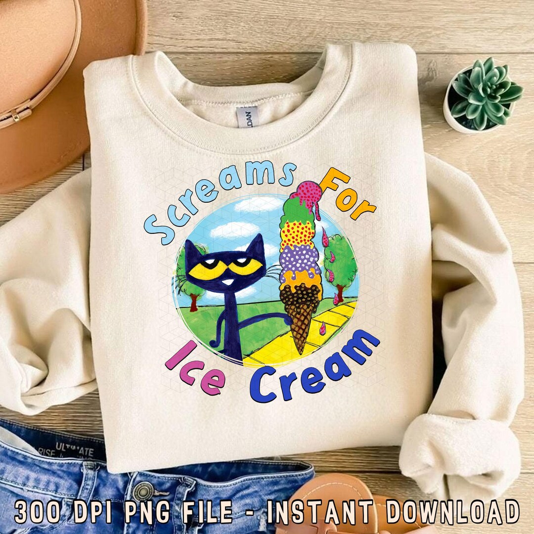 Summer Vibes Png, Pet.e the Cat Screams for the Ice Cream Design, Pete ...