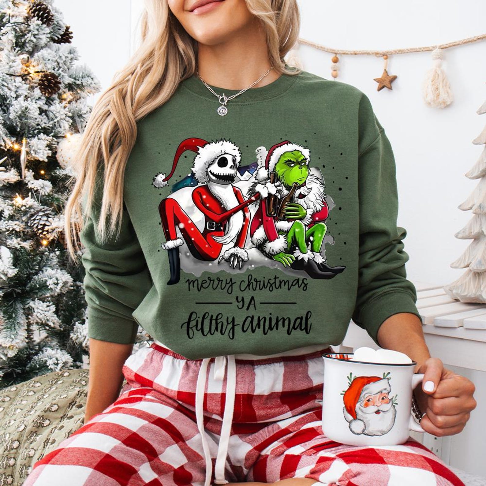 Merry Christmas Ya Filthy Animal Skellington and Grinc.h Png, Christmas ...