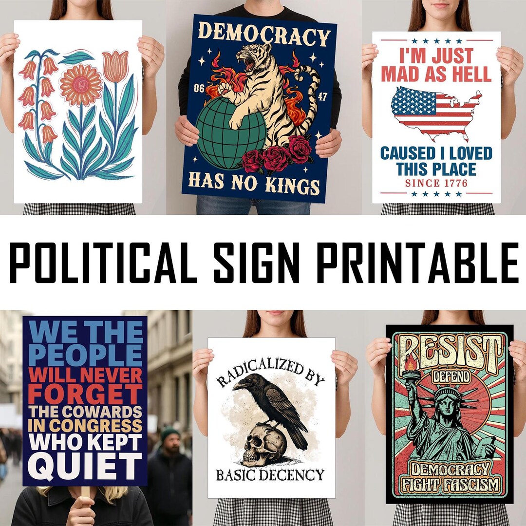 6 Anti Trump Protest Posters, Printable Political Signs Bundle, Pro ...