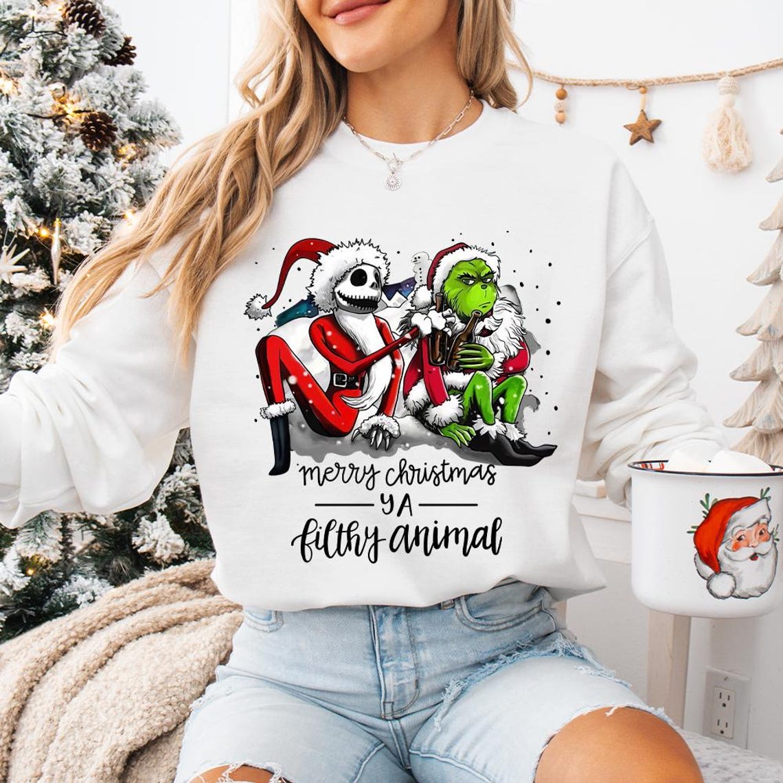 Merry Christmas Ya Filthy Animal Skellington and Grinc.h Png, Christmas ...