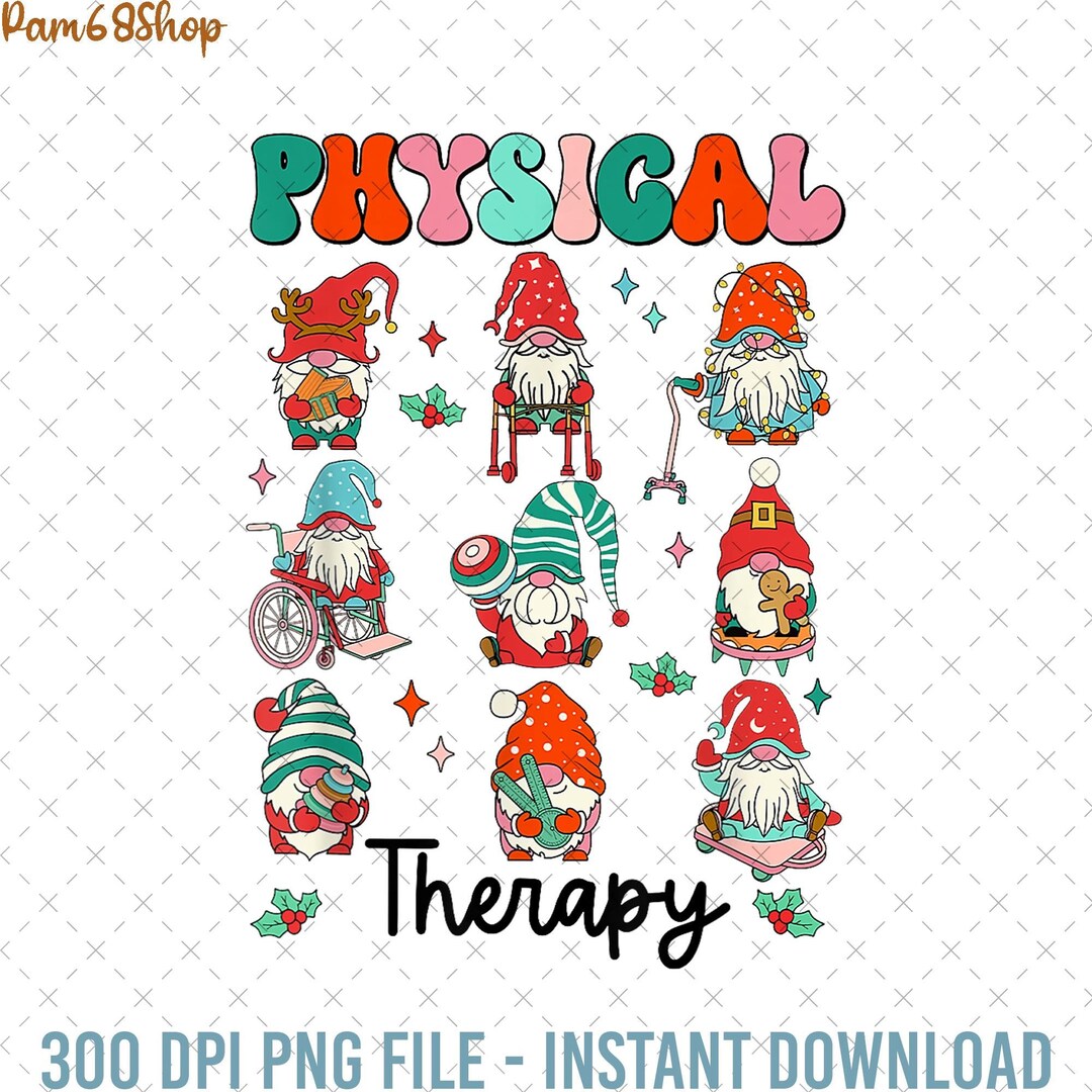 Physical Therapy Gnome Christmas Png, Therapy Christmas Png, Christmas ...