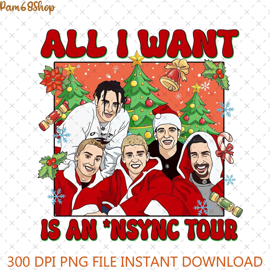 Merry Christmas Nsync Music Band Png, All I Want for Christmas is an ...