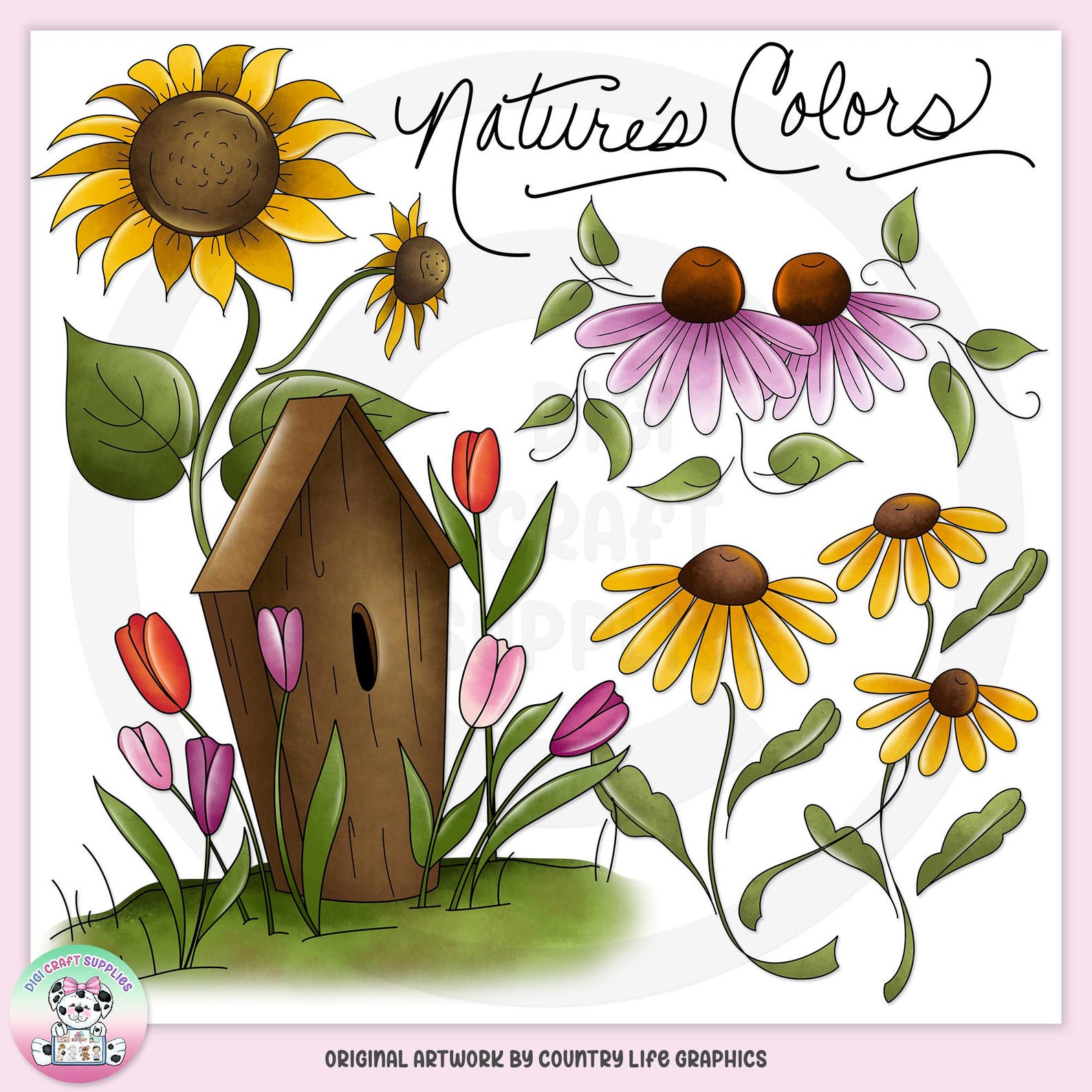 Flower Clip Art, Garden Graphics, Floral Illustrations, Colorful PNG ...