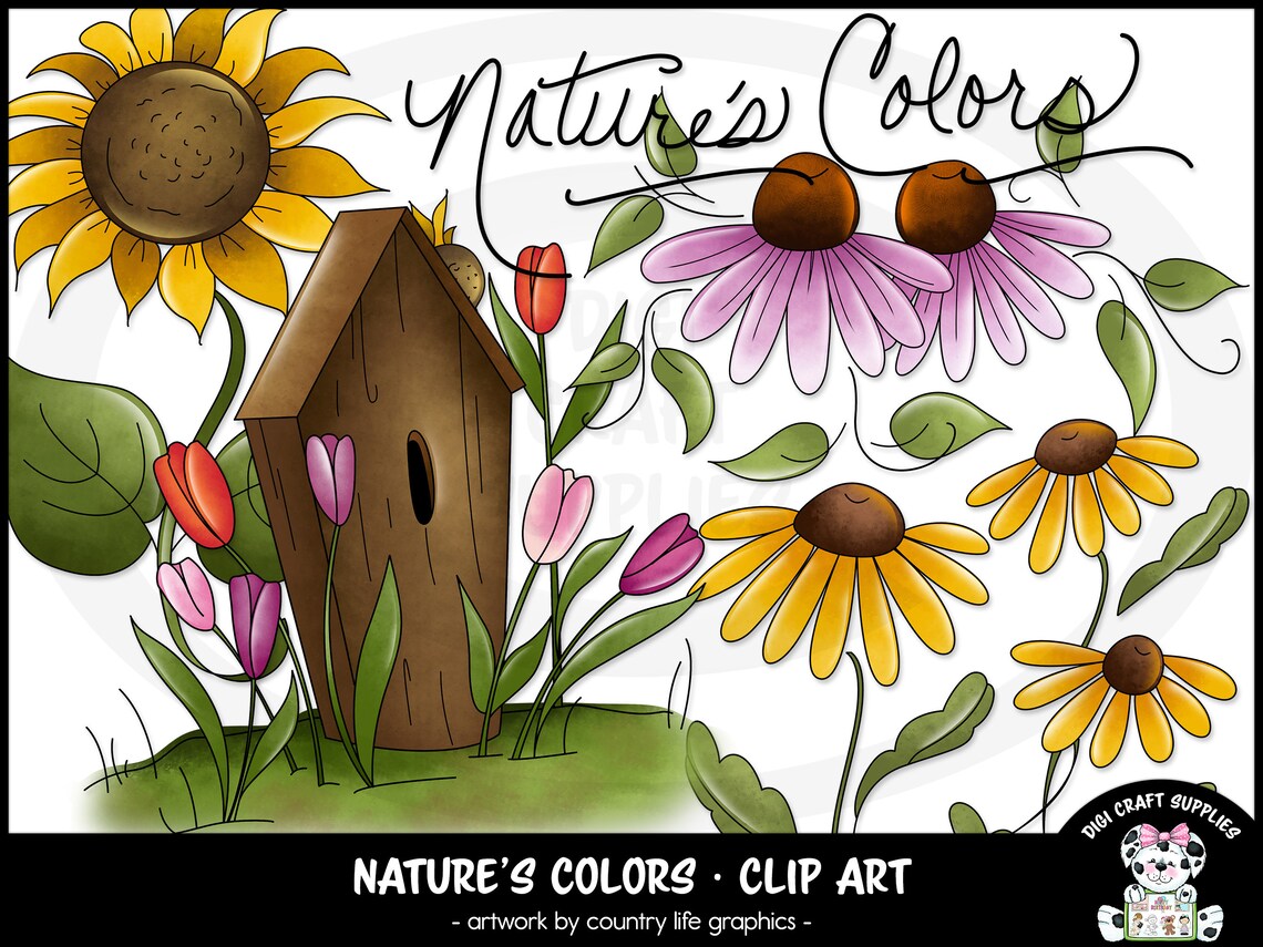 Flower Clip Art Garden Graphics Floral Illustrations - Etsy