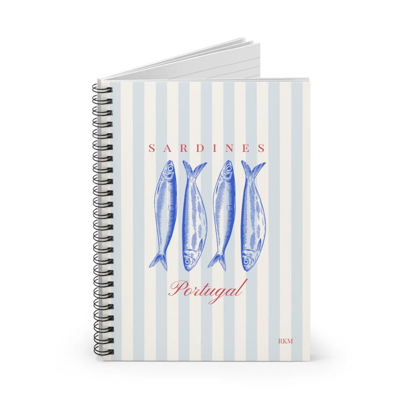 Custom Sardines Portugal Spiral Notebook, Coastal Stationery - Etsy