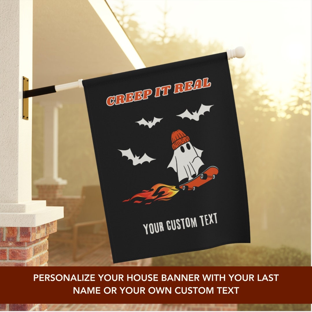Personalized Halloween Banner, Custom Creep It Real Halloween Garden ...