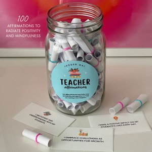 Teacher Affirmation Jar | Endof Year Teacher Gift | 100 Positive ...