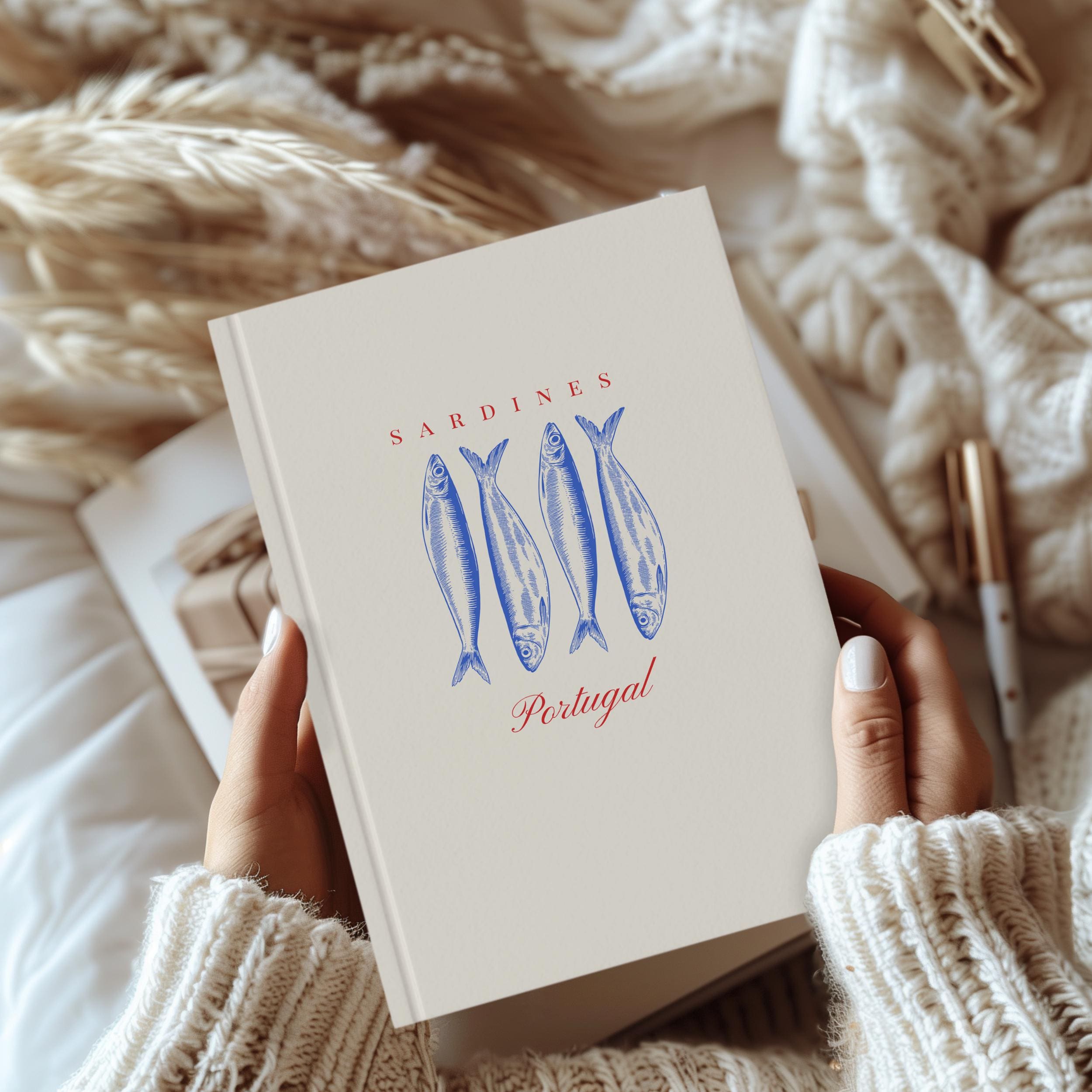 Portugal Travel Journal | Red & Blue Sardines Notebook | Mediterranean ...