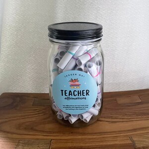 Teacher Affirmation Jar | Endof Year Teacher Gift | 100 Positive ...