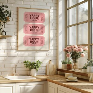 Yappy Hour Print, Happy Hour Bar Cart Wall Art Original Retro Cocktail ...