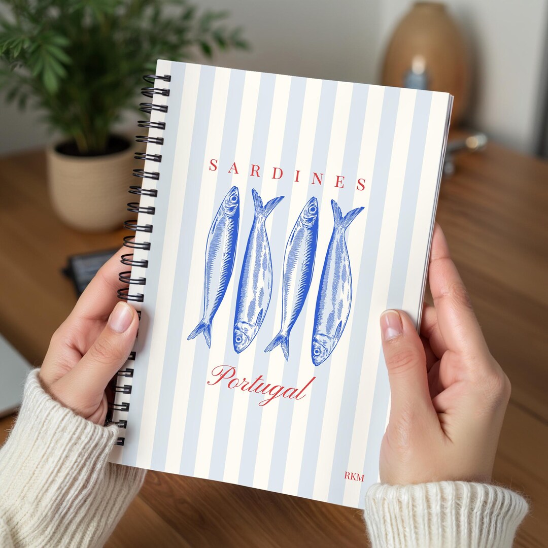Custom Sardines Portugal Spiral Notebook, Coastal Stationery - Etsy