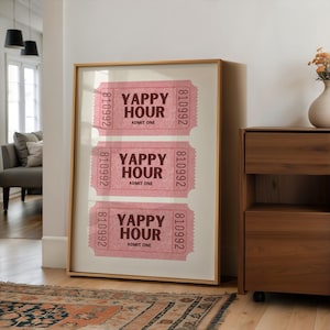 Yappy Hour Print, Happy Hour Bar Cart Wall Art Original Retro Cocktail ...