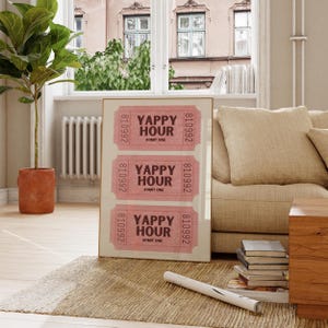 Yappy Hour Print, Happy Hour Bar Cart Wall Art Original Retro Cocktail ...