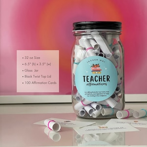 Teacher Affirmation Jar | Endof Year Teacher Gift | 100 Positive ...