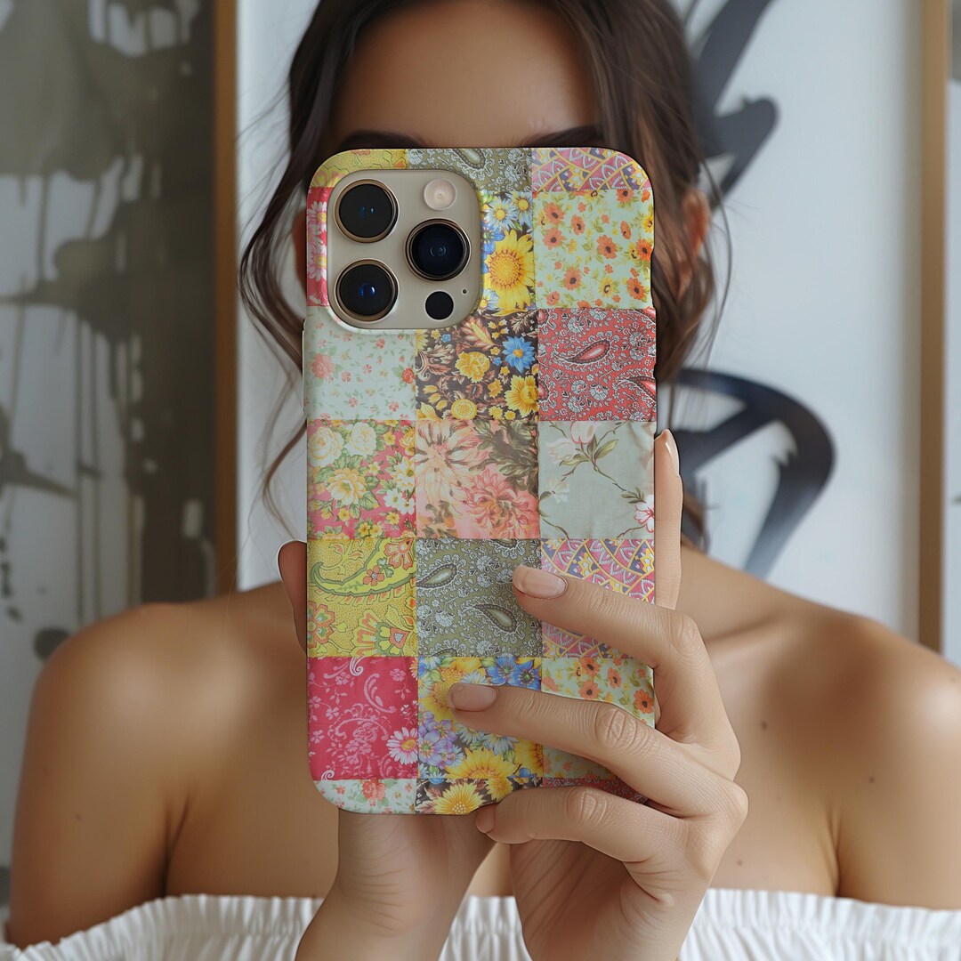 Colorful Patchwork Quilt Phone Case, Floral Vintage Quilt Design iPhone ...