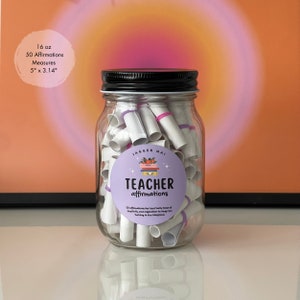 Teacher Affirmation Jar | Endof Year Teacher Gift | 100 Positive ...
