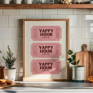 Yappy Hour Print, Happy Hour Bar Cart Wall Art Original Retro Cocktail ...