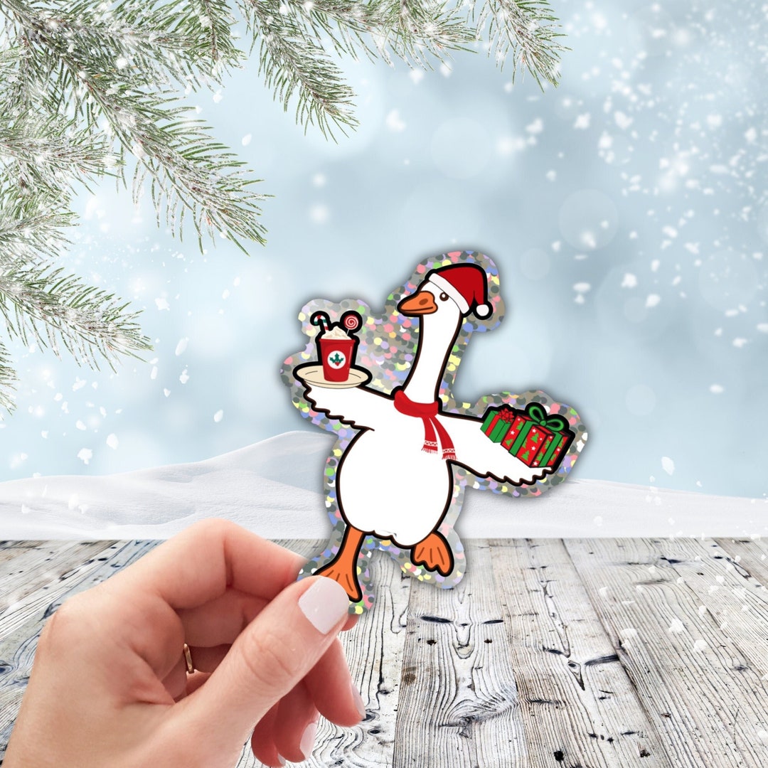 Christmas Goose Sticker, Festive Goose Decal, Cute Christmas Bird Vinyl ...