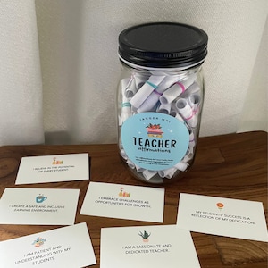 Teacher Affirmation Jar | Endof Year Teacher Gift | 100 Positive ...