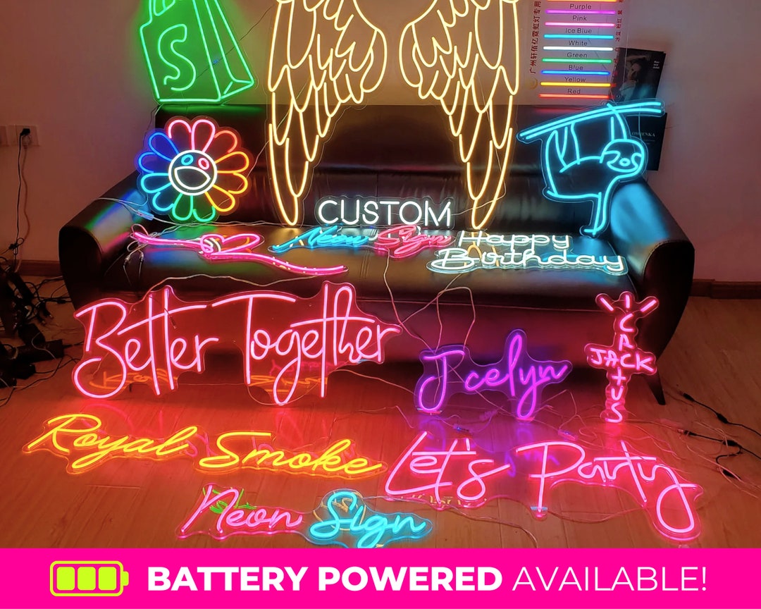 Battery Operated Neon Sign Neon Sign Battery Powered Neon - Etsy