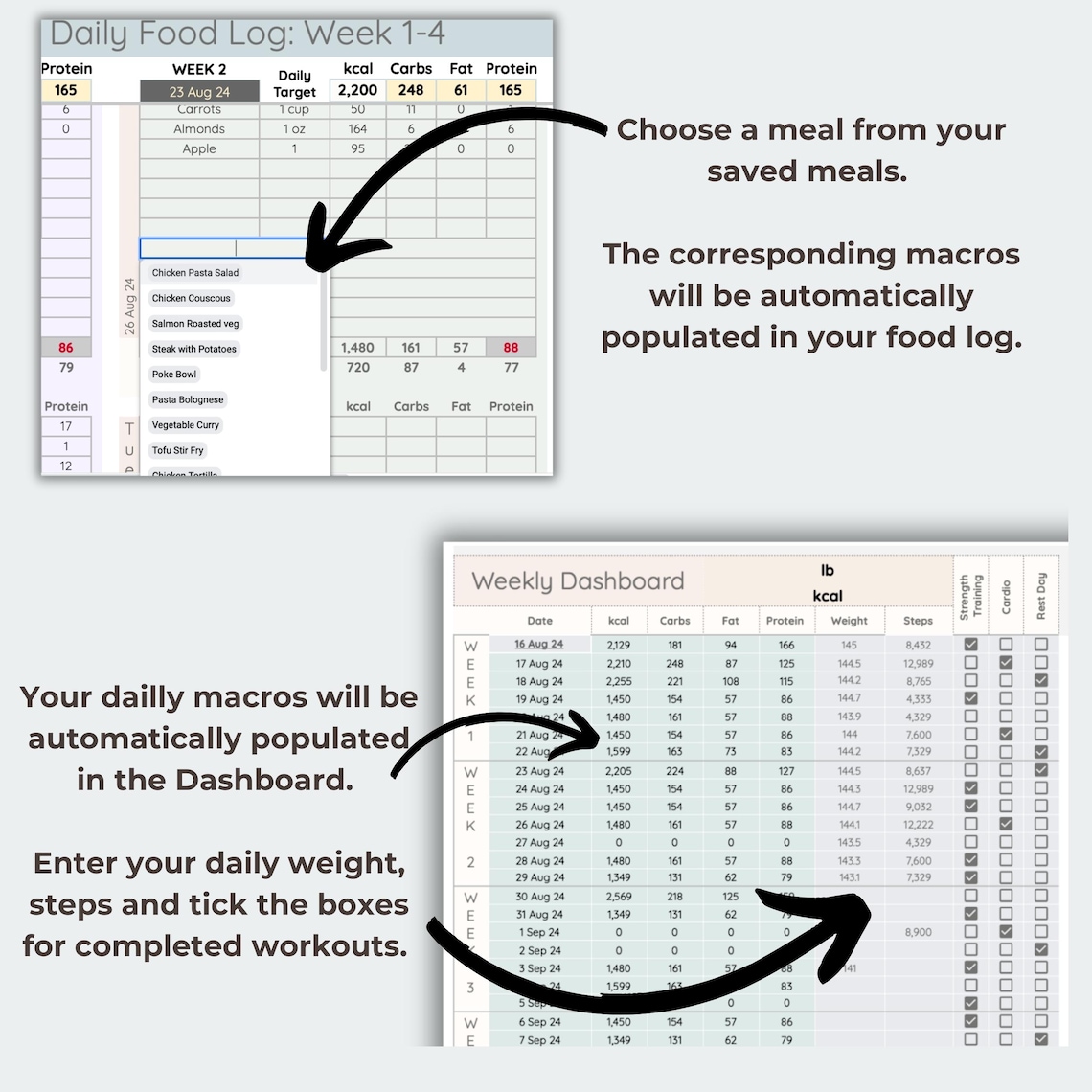 Digital Food Diary: Macro Tracker for Google Sheets (digital Download ...