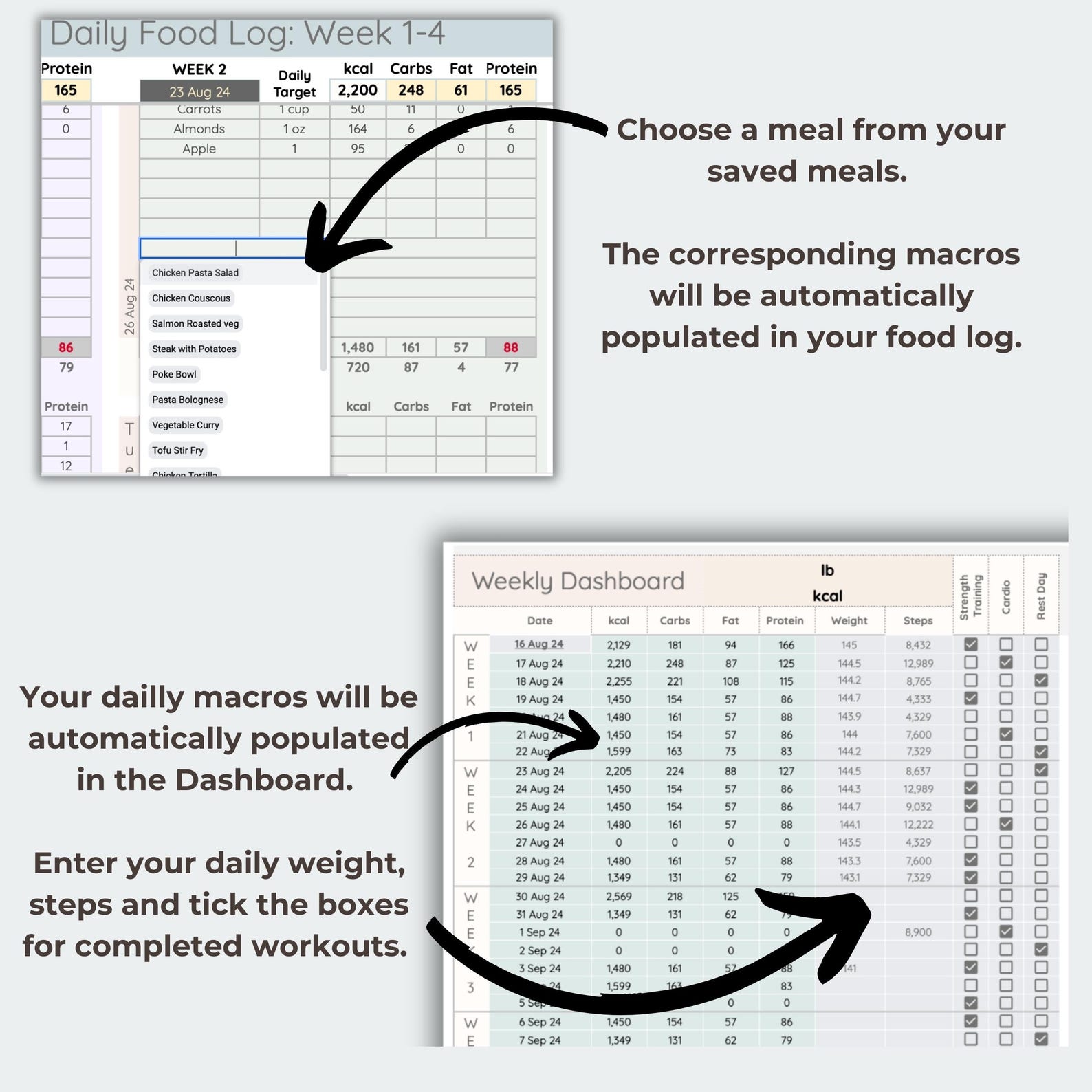 Digital Food Diary for Tracking Macros, Food Log With Daily Calories ...