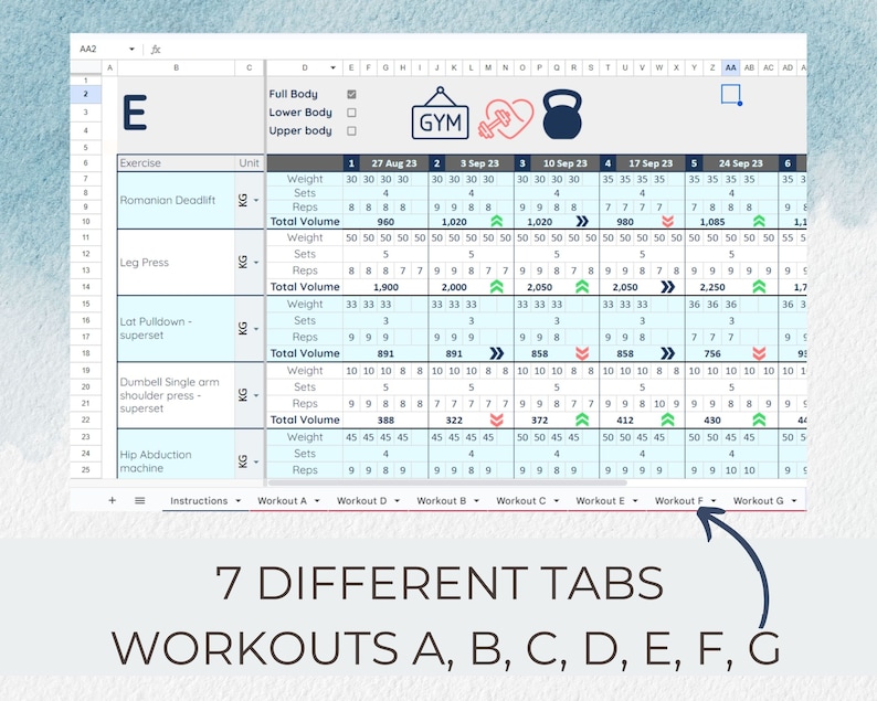 Weightlifting Tracker: Gym Progress Log (google Sheets) - Etsy