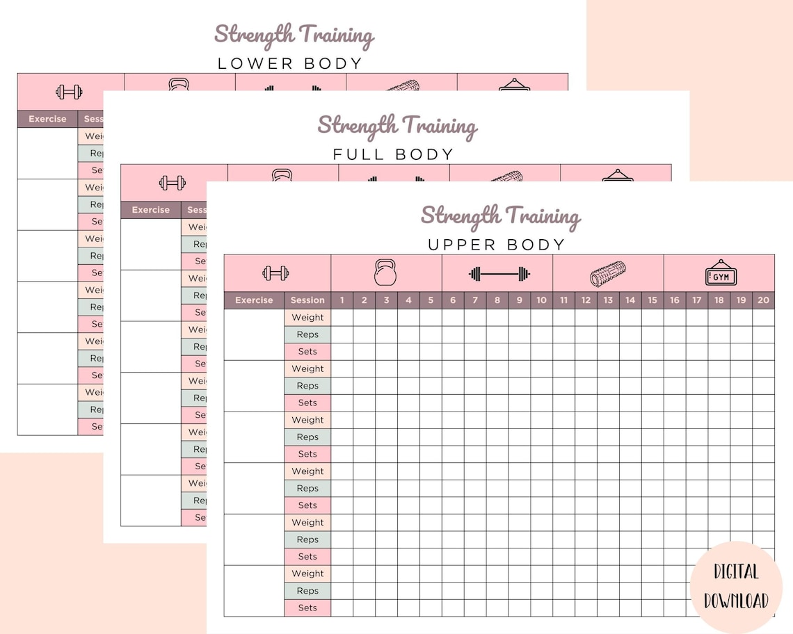 Strength Training Tracker Printable, Weight Lifting Tracker, Workout ...