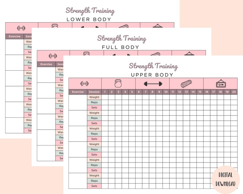 Strength Training Tracker Printable, Weight Lifting Tracker, Workout ...