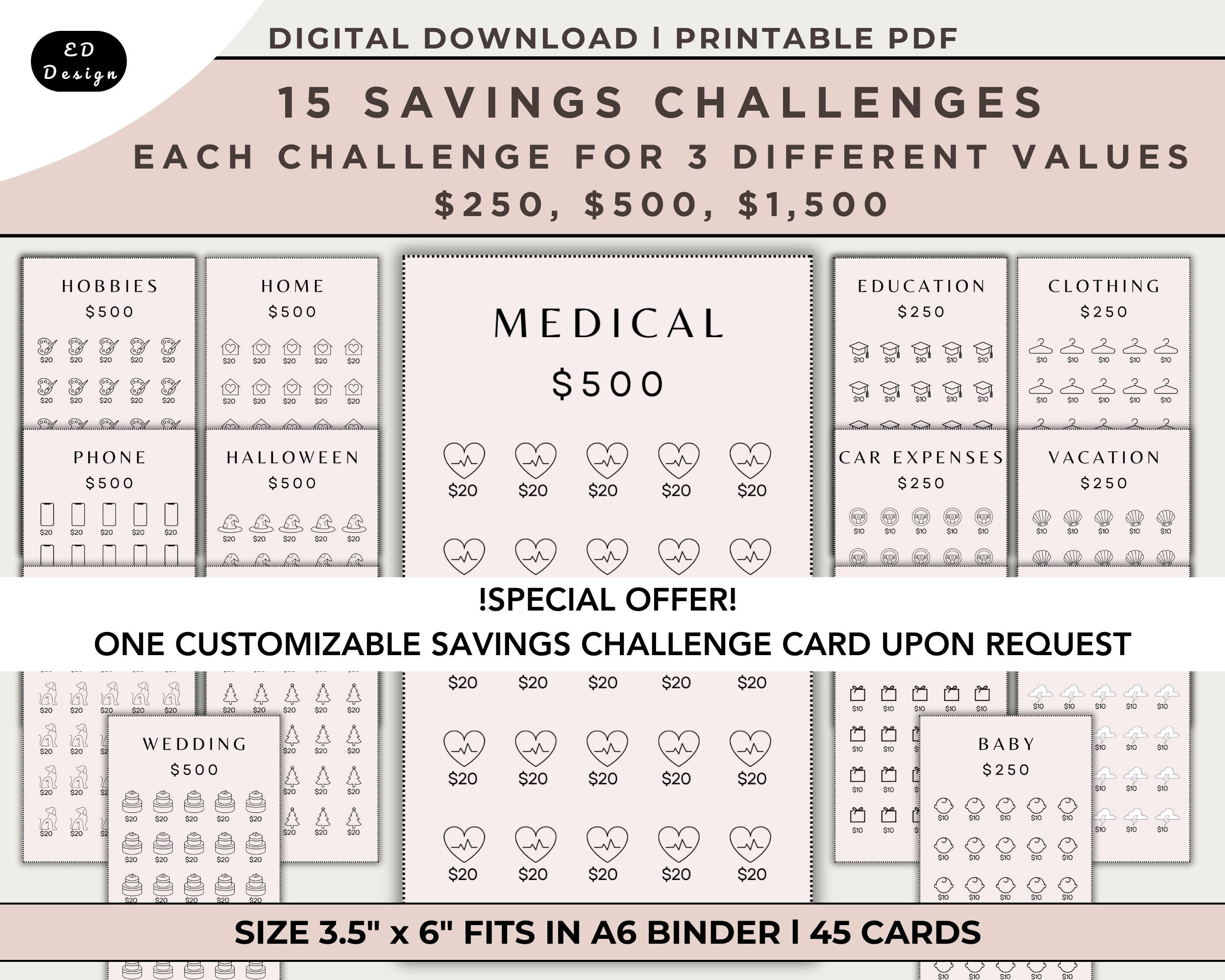 Mini Savings Challenges Bundle Printable, Neutral Colors Savings ...