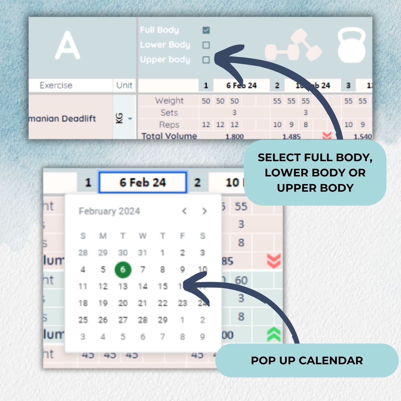 Weight Training Tracker Progressive Overload Spreadsheet Compatible ...