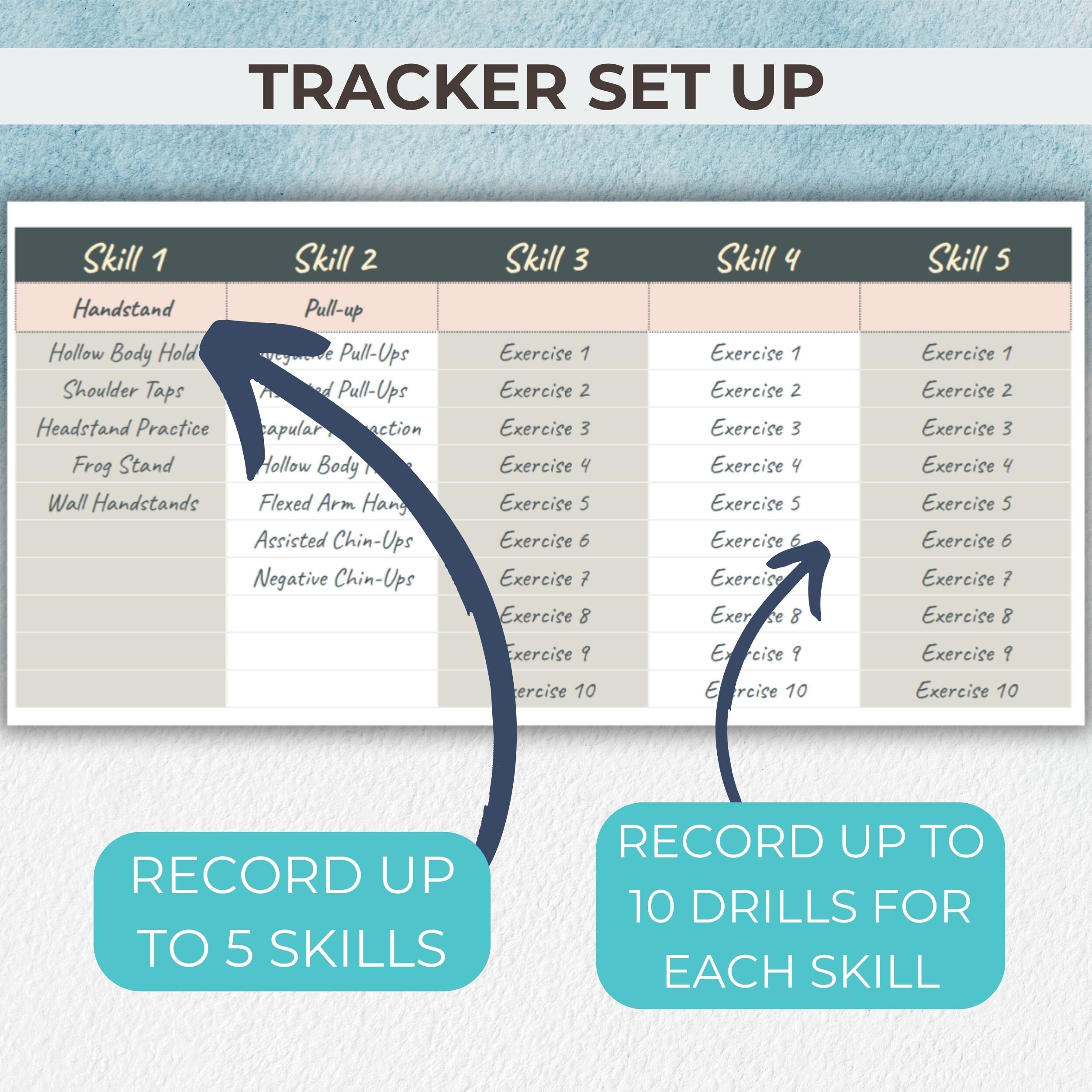 Fitness Skills Tracker Google Sheets Compatible With Iphone ...
